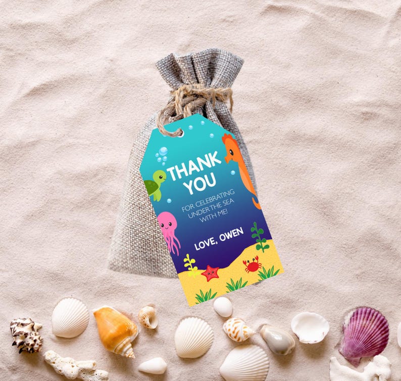 Editable Under the Sea Hang Tag, Ocean Animals Favor Tags, Ocean & Sea ...