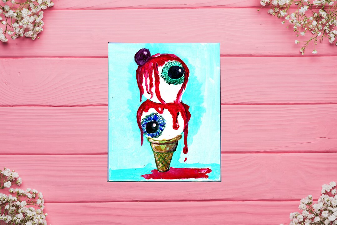 Eyeball Ice Cream Digital Print Acrylic Painting Download 8x10 - Etsy