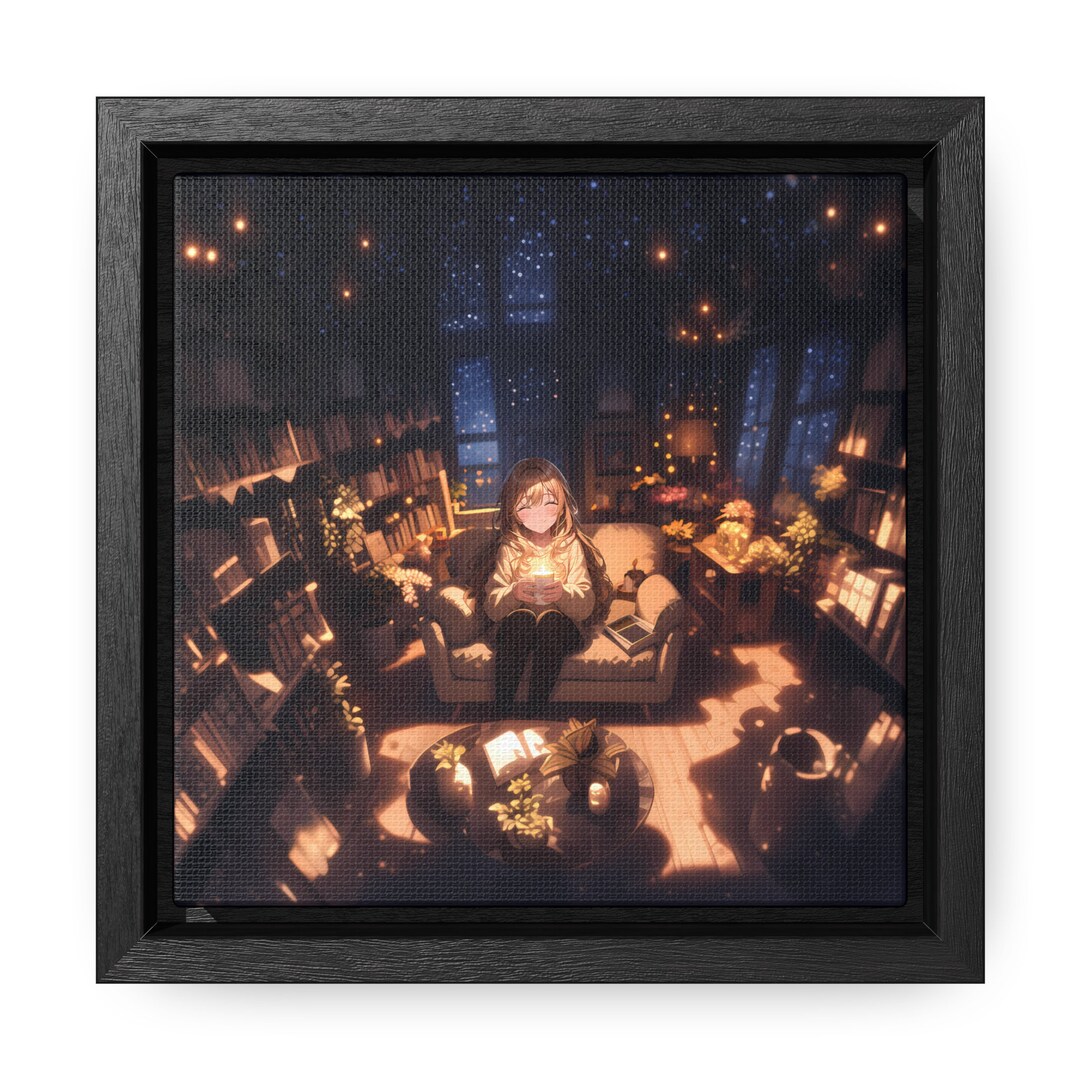 Cozy Reading Nook Anime-inspired Canvas Art Serene Book Lover's Retreat ...