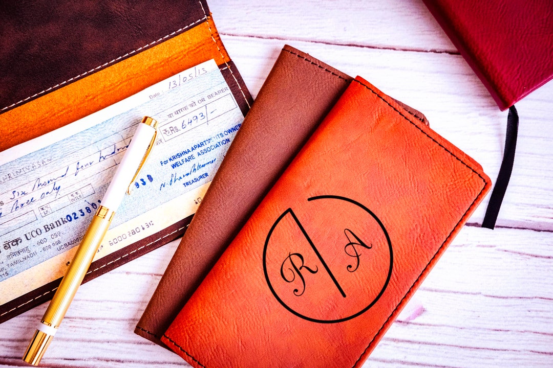 Personalized Checkbook Holder, Custom Leather Checkbook Cover, Business ...