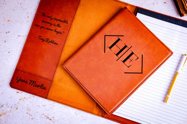 Custom Engraved Padfolio, Personalized Leather Portfolio, Business Gift ...