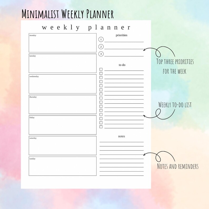 Digital Weekly Planner, 7 Day Planner, Printable Planner, iPad Planner ...