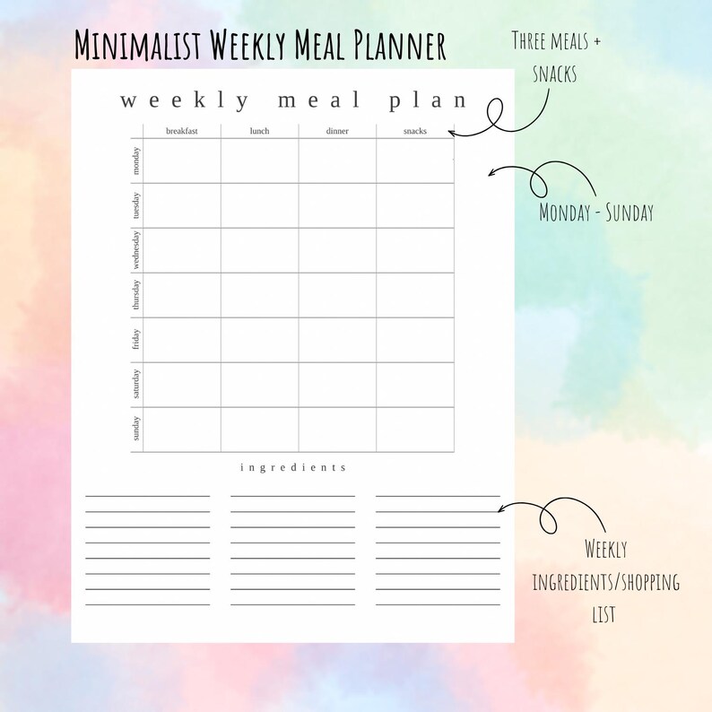 Digital Weekly Meal Planner, Printable Planner, iPad Planner ...