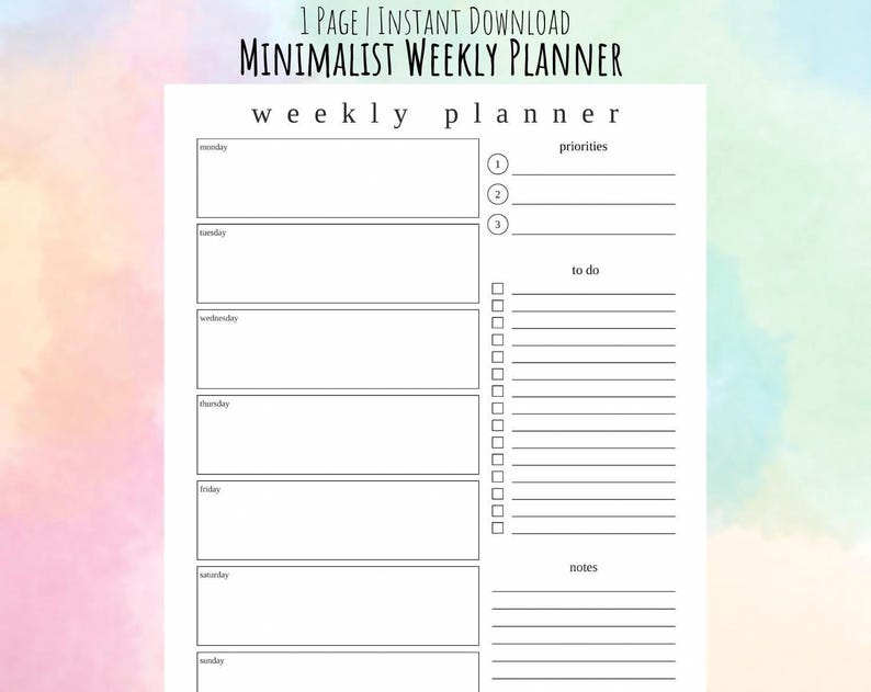 Digital Weekly Planner, 7 Day Planner, Printable Planner, iPad Planner ...