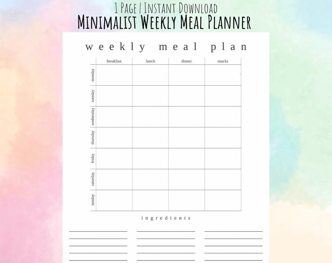 Digital Weekly Meal Planner, Printable Planner, iPad Planner ...