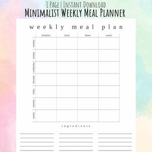 Digital Weekly Meal Planner, Printable Planner, iPad Planner ...