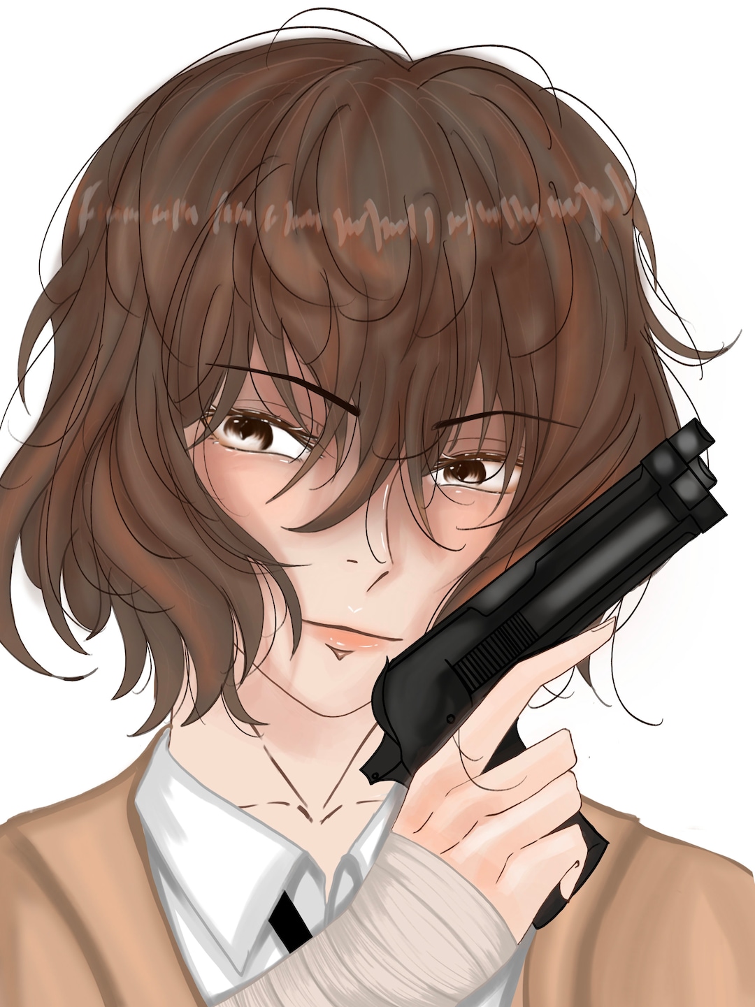 Bungo Stray Dogs Dazai With a Gun Fanart Print - Etsy