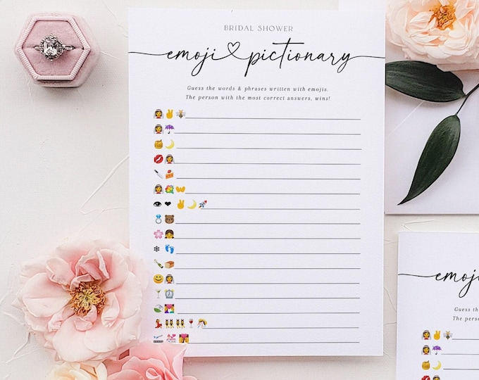 Bridal Shower Emoji Pictionary Game | Wedding Emoji Bridal Shower Game ...