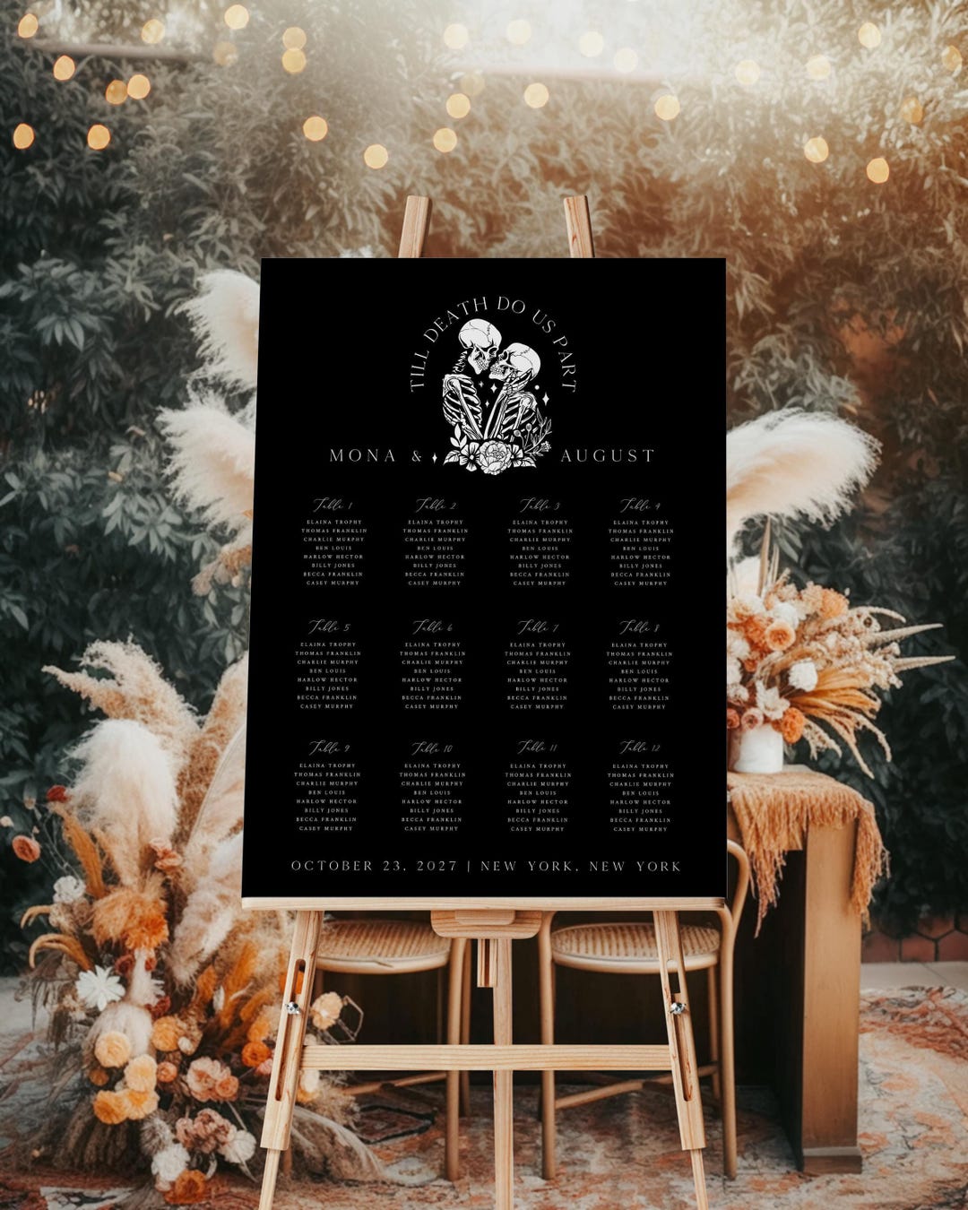 Seating Chart Template, Till Death Do Us Part Seating Plan Sign, Gothic ...