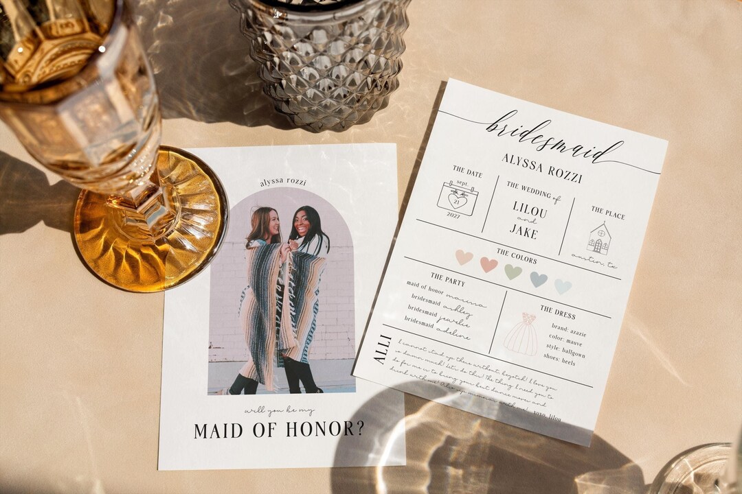 Bridesmaid Information Card Template, Bridesmaid Infographic, Maid of ...
