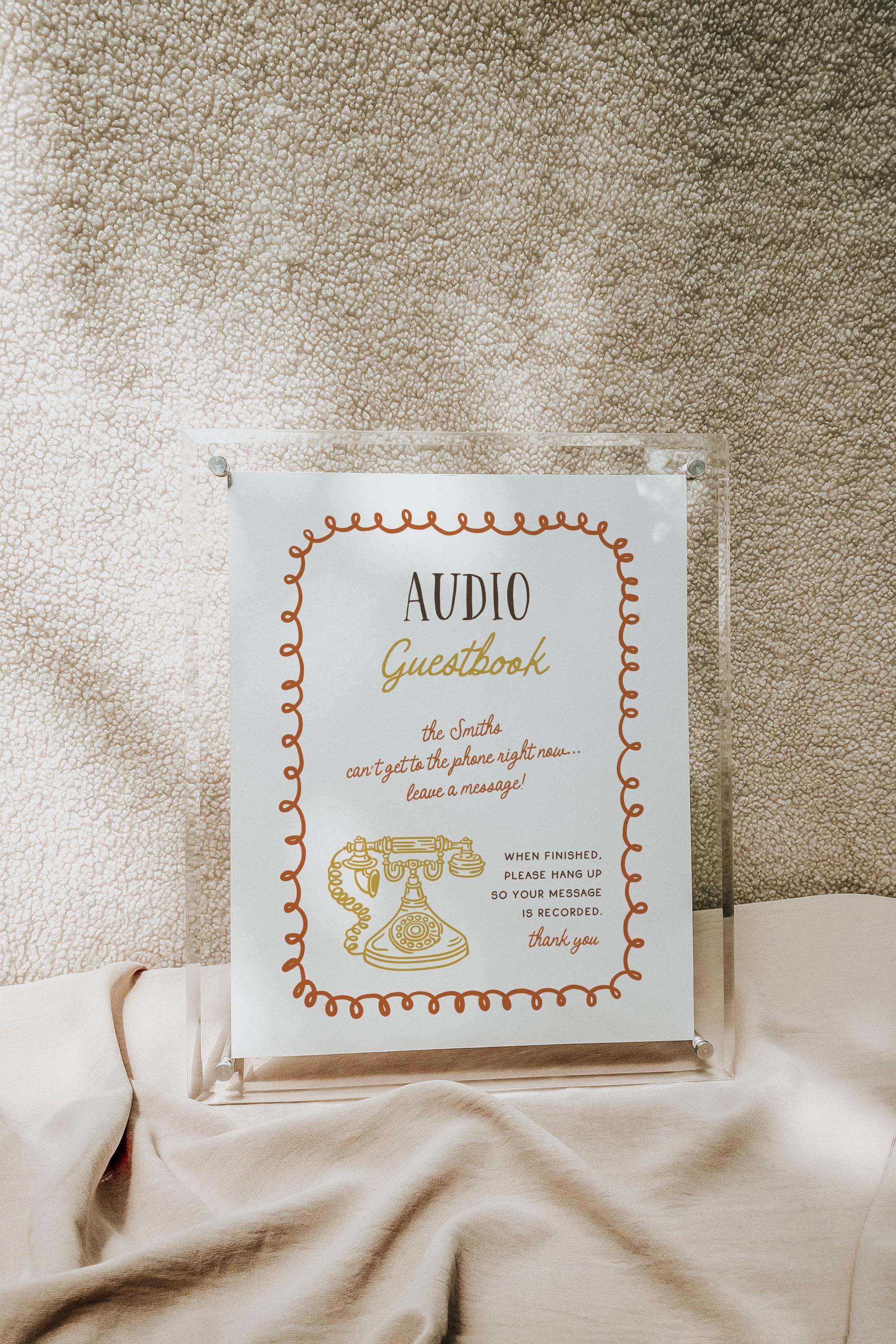 Audio Guest Book Sign Template, Hand Drawn Audio Guest Book Sign, Blow ...
