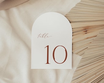 Arch Table Number Sign Template, Beige Brown Minimalist Wedding Table ...