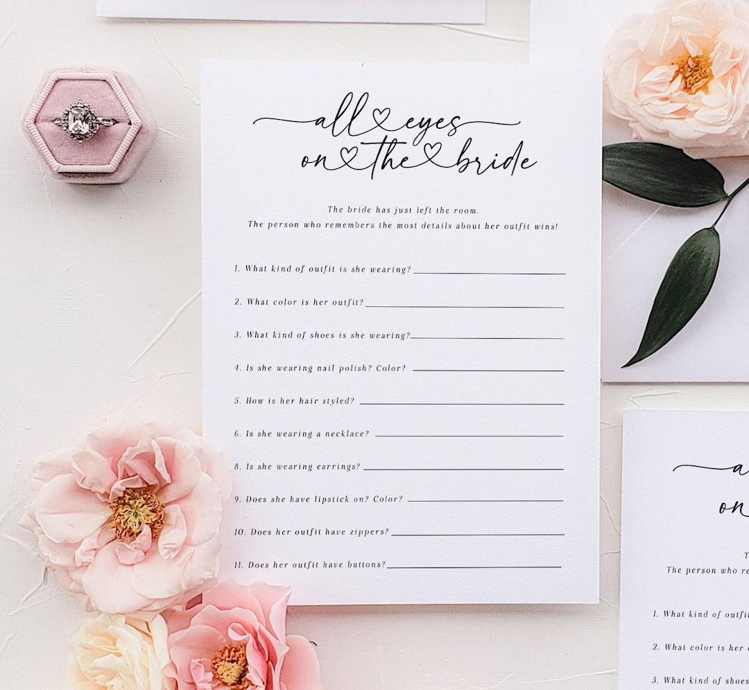 All Eyes on the Bride Game, Guess the Brides Outfit, Minimalist Bridal ...