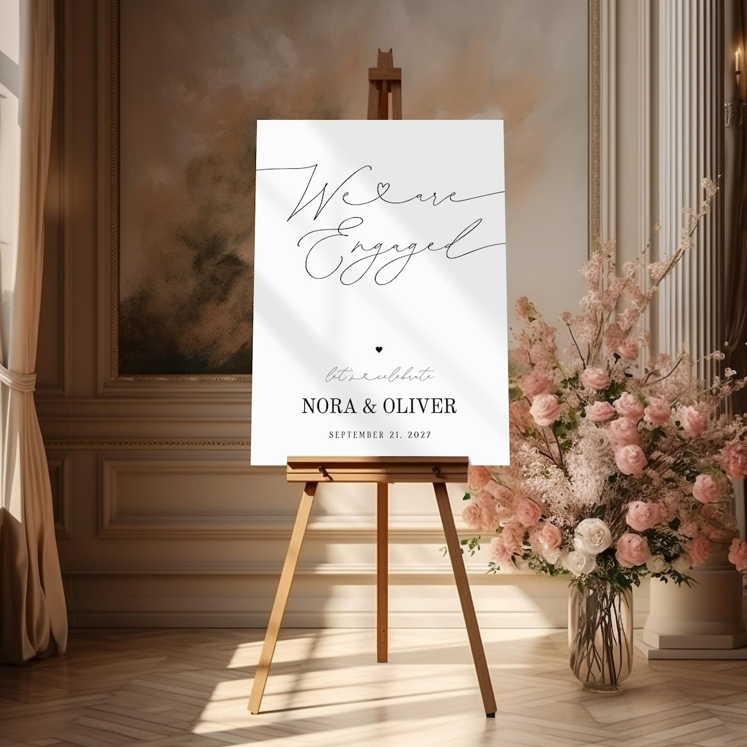 We're Engaged Welcome Sign, Engagement Party Welcome Sign Template ...