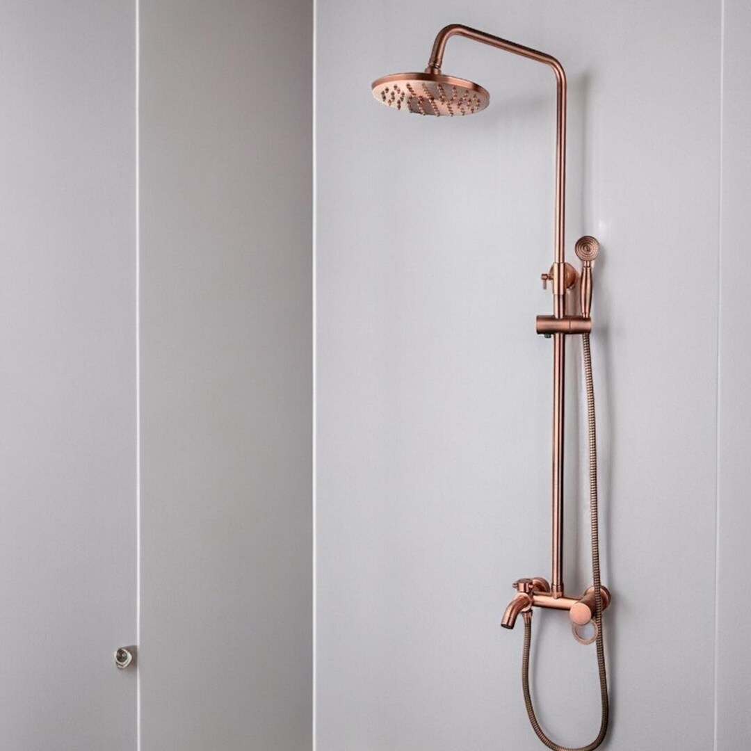 Rose Gold Shower Set , Brass Shower System , Solid Brass Faucet ...