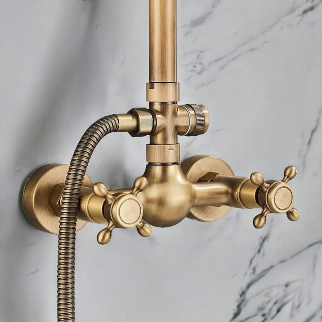 Modern Brass Shower Set Wall Mounted, Dual Control Mixer Tap With Hand ...