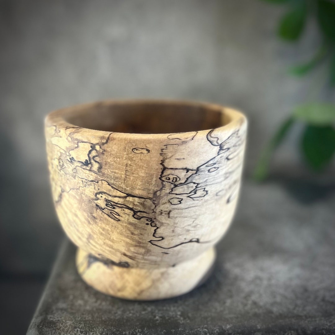 Spalted Pecan Wood Vessel. Hand Turned Satin Finish Wooden Bowl - Etsy