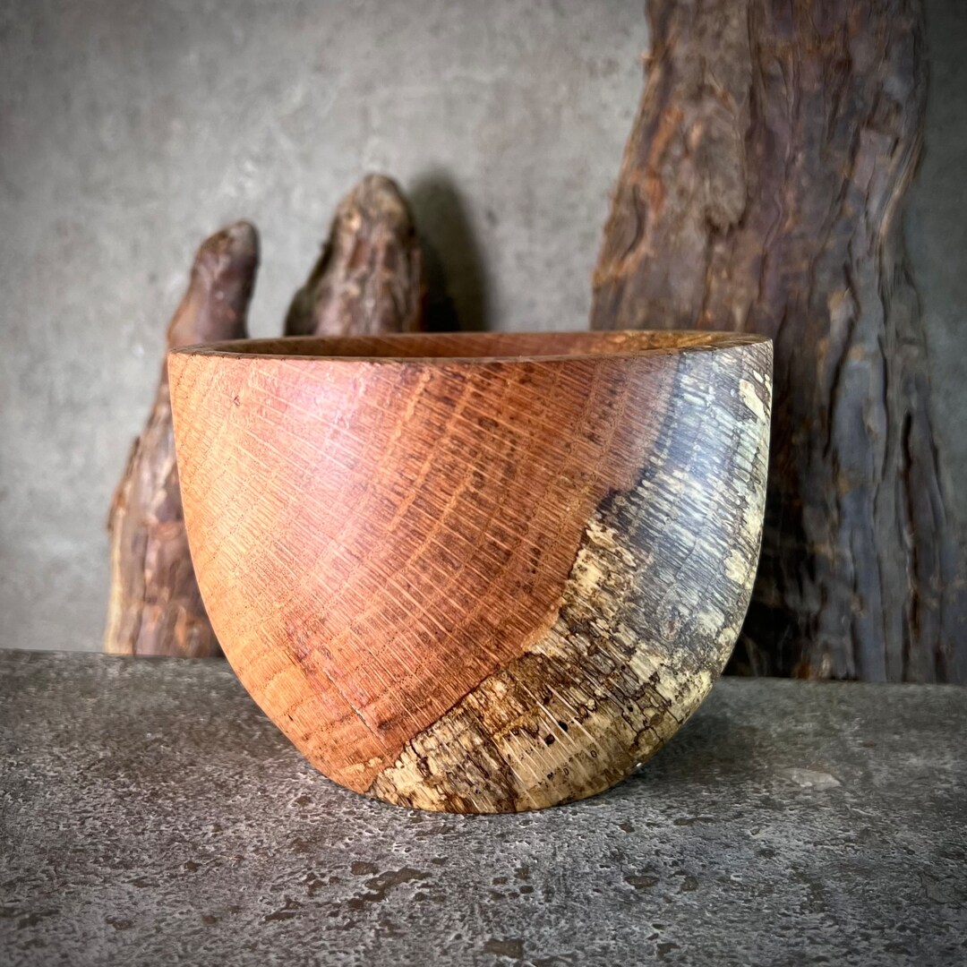 Spalted Live Oak Wood Vessel. Hand Turned Satin Finish Wooden Pinch Bowl - Etsy