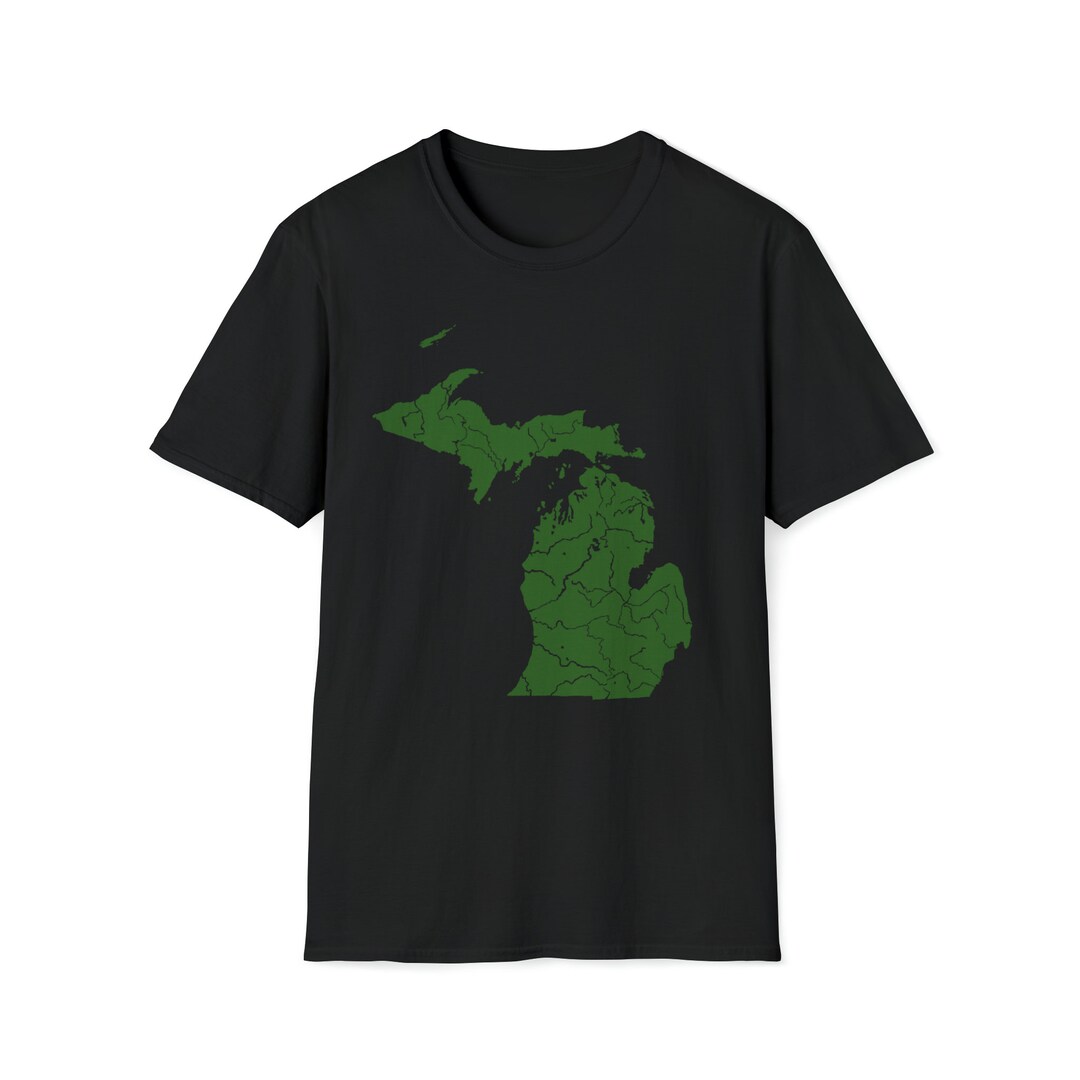 Michigan Lakes and Rivers Map Unisex Softstyle T-shirt - Etsy