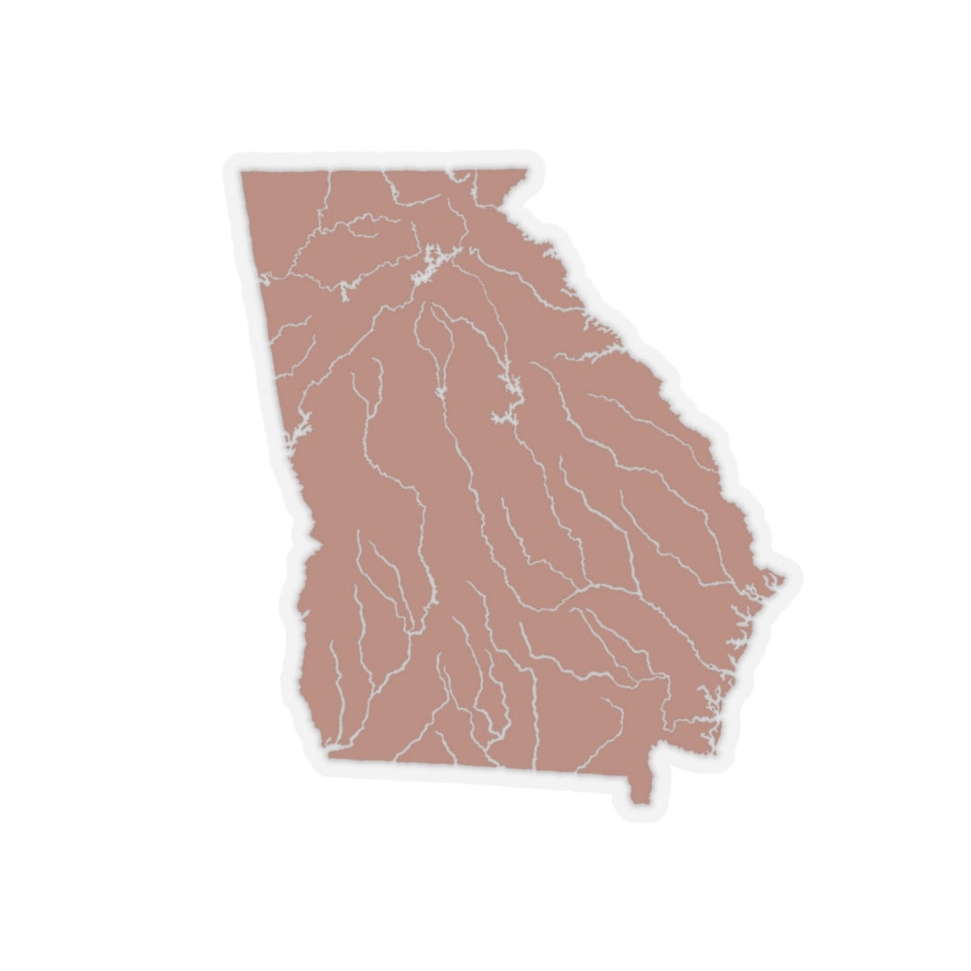 Georgia Clay Lakes and Rivers Map Kiss-cut Stickers - Etsy