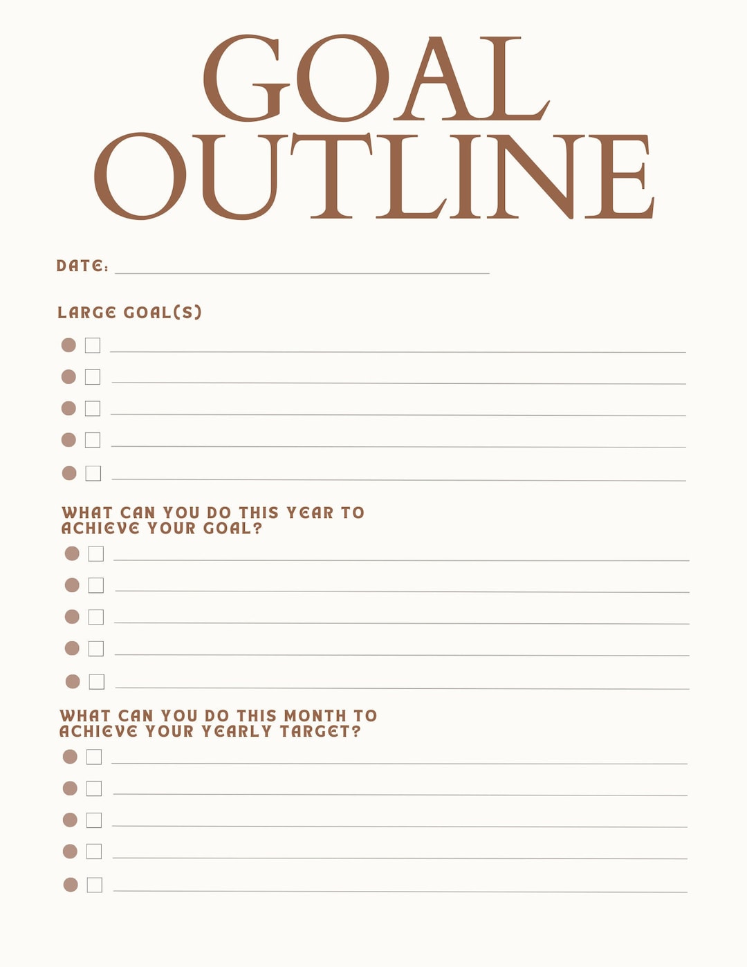 2 Sheet Goal Outline, Break Down and Accomplish Your Goals 2 Sheet ...