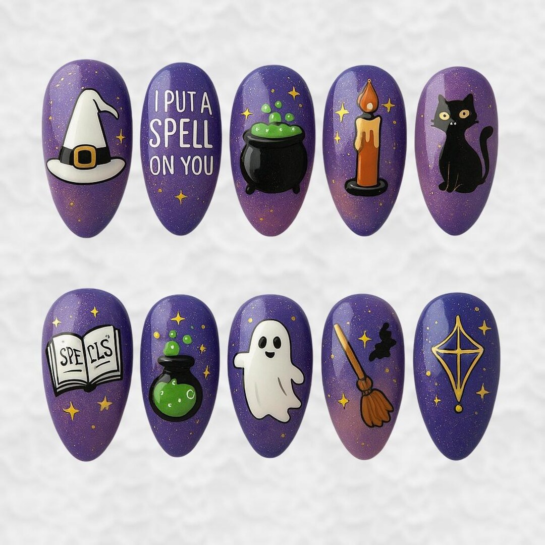 Hocus Pocus Press on Nails, I Put a Spell on You Halloween Nails ...