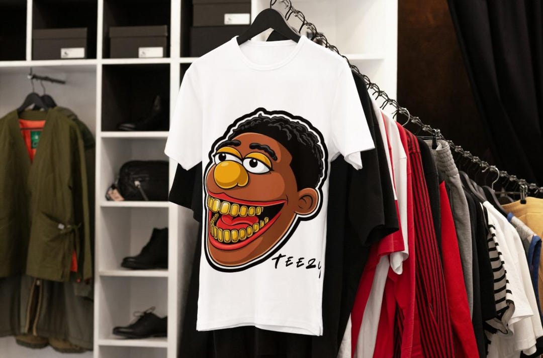 Funny Black Character Gold Grills Tee, Unisex T-shirt for Hip Hop Fans ...