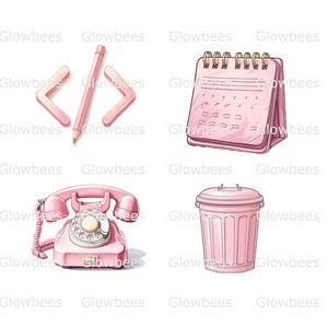 20 Girly Tech Icons Design Elements Vtg Computer Programmer Bundle Web ...