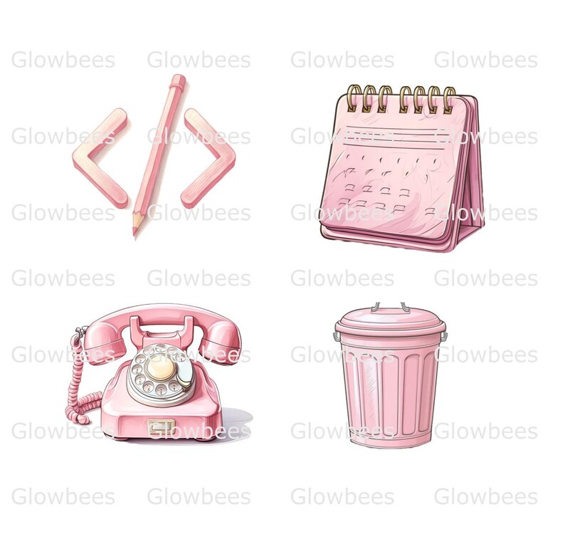 20 Girly Tech Icons Design Elements Vtg Computer Programmer Bundle Web ...