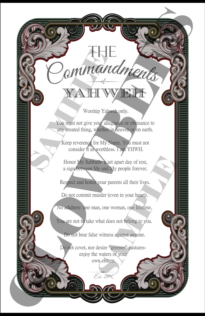 The Ten Commandments - Digital Print - Perfect for Large Canvas to Hang ...
