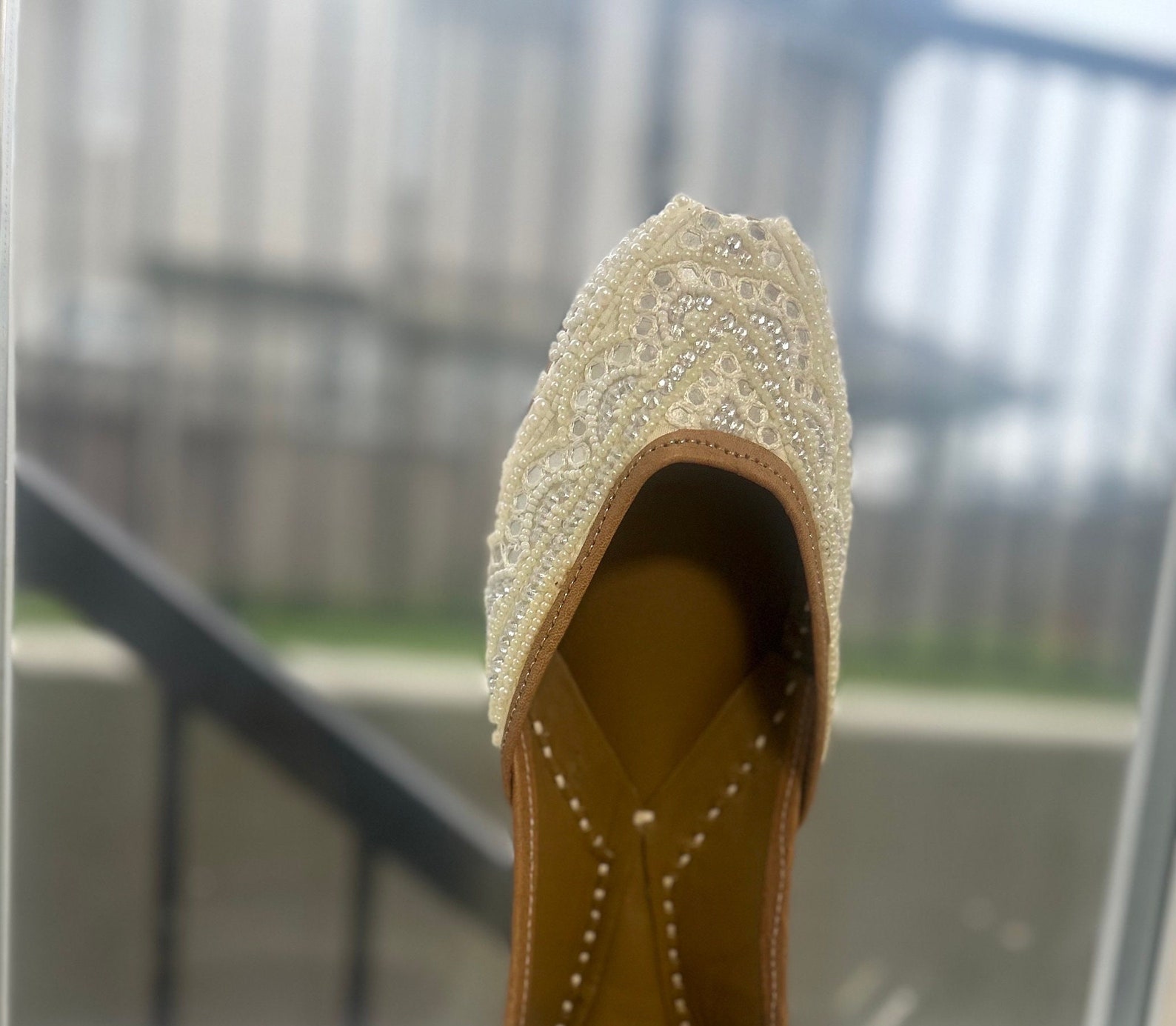 Punjabi Jutti Mirror Pearl Ethnic Sandal Pearl Bridesmaid Gift Khussa ...