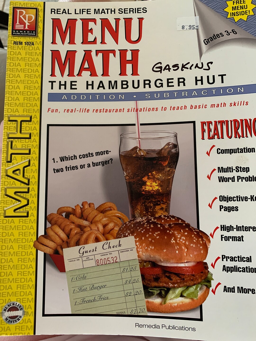 Real Life Series Menu Math Old Fashioned Ice Cream Parlor Addition and ...