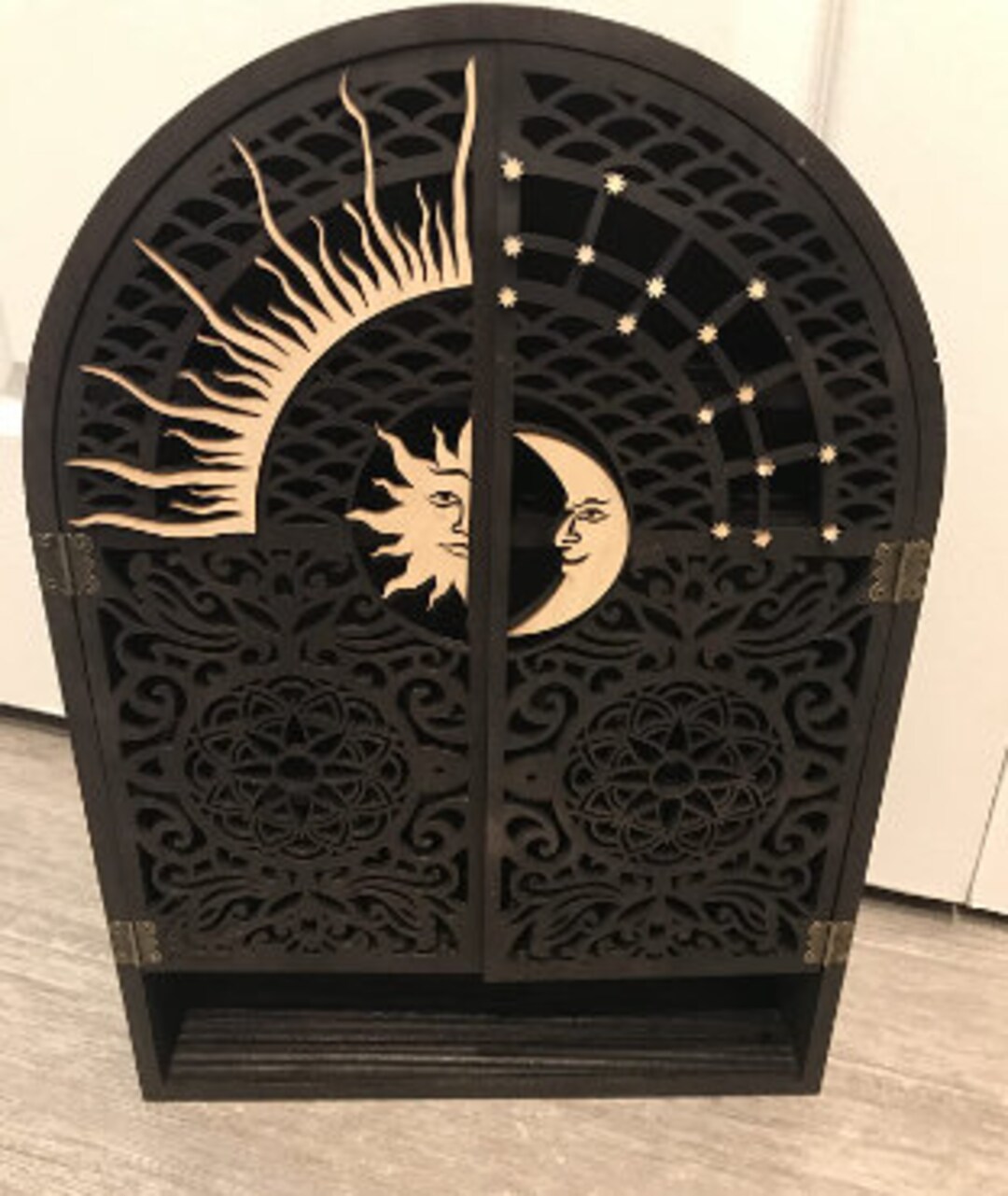 Sun and Moon Shelf Crystal Display Case Wall Hanging Storage Witchy ...