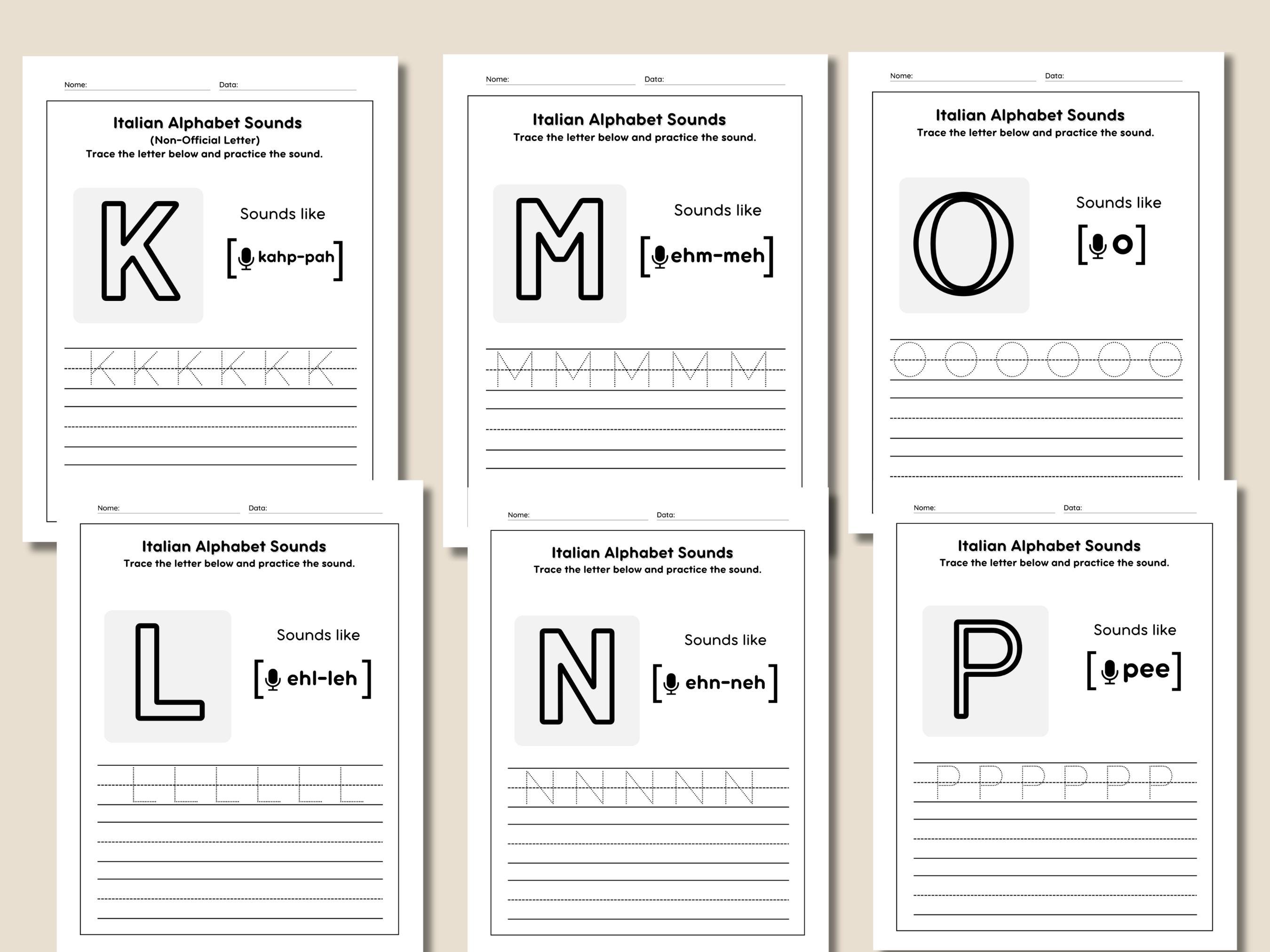 Italian Alphabet Workbook | Writing Practice, Sounds (digital Download ...