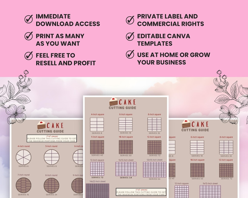 Cake Cutting Guide: Round and Square Templates - Digital Download - Etsy