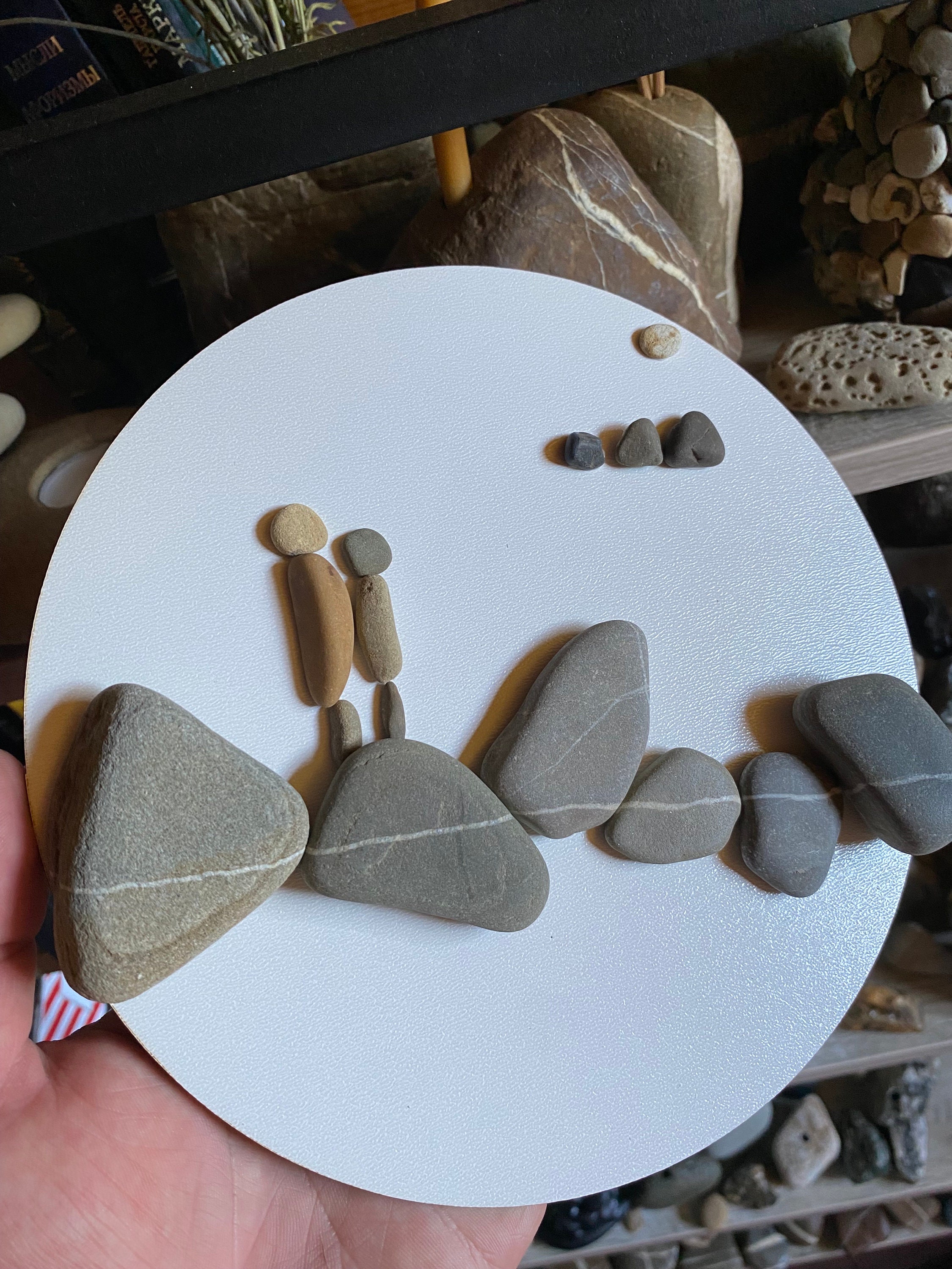 Rock Art/ Stone Art/sculpture With Wish Stone/stone Decor - Etsy