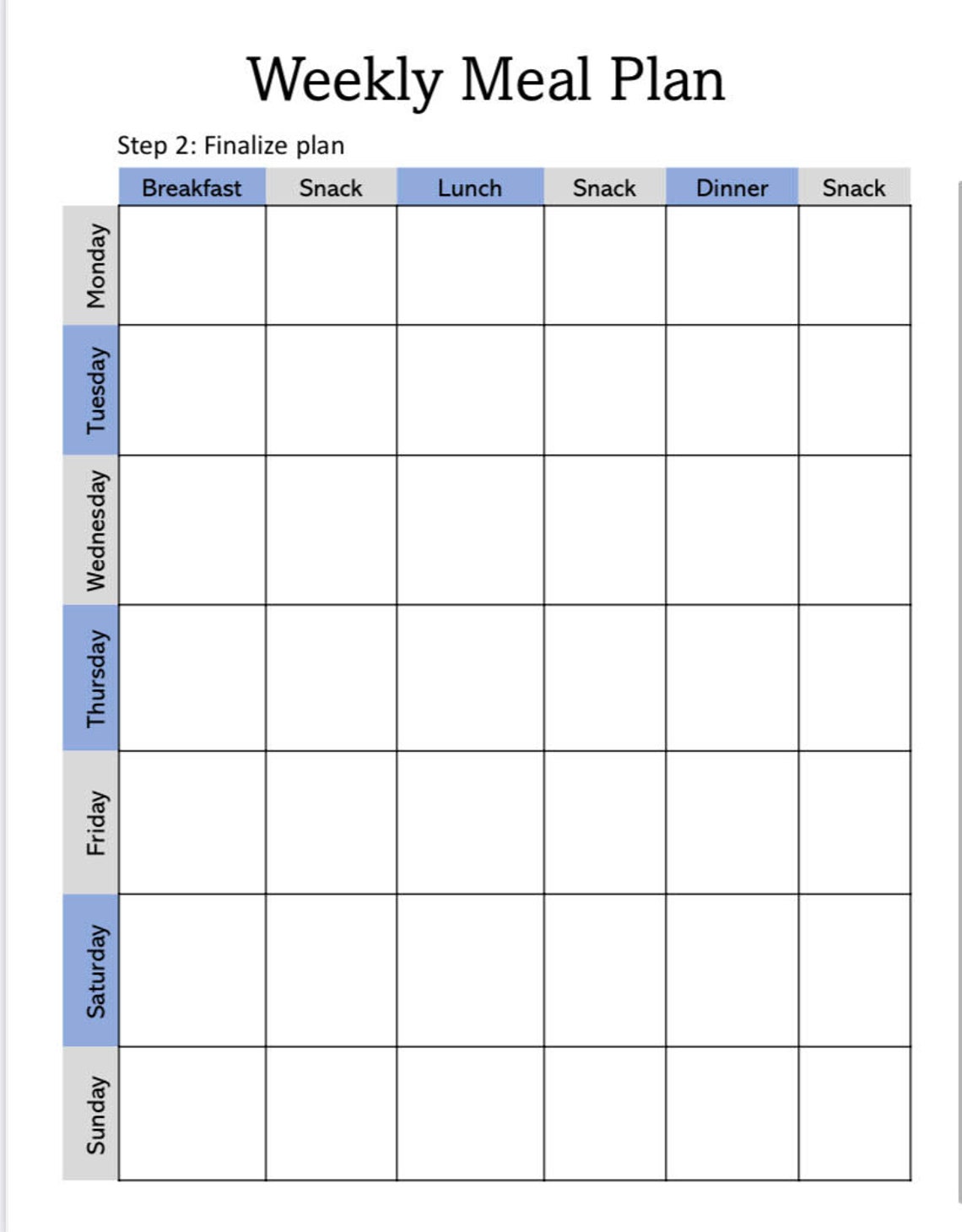 Weekly Meal Plan/ 3 Page Printable PDF - Etsy
