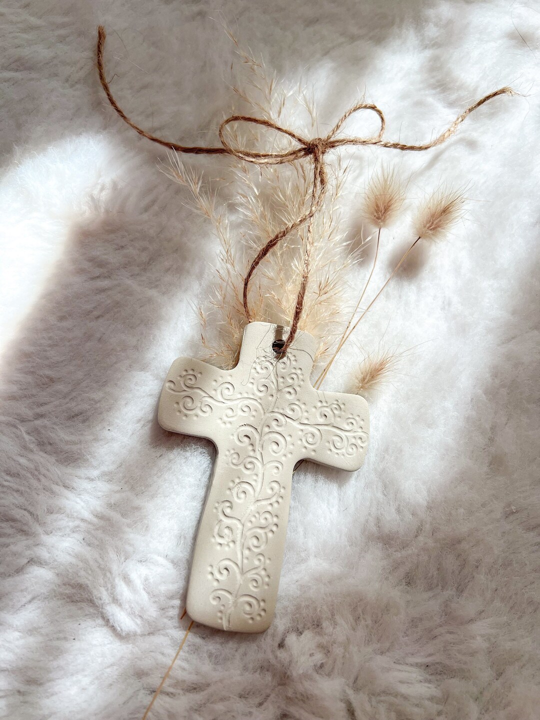 Religious Cross in Clay "bianca" - Etsy