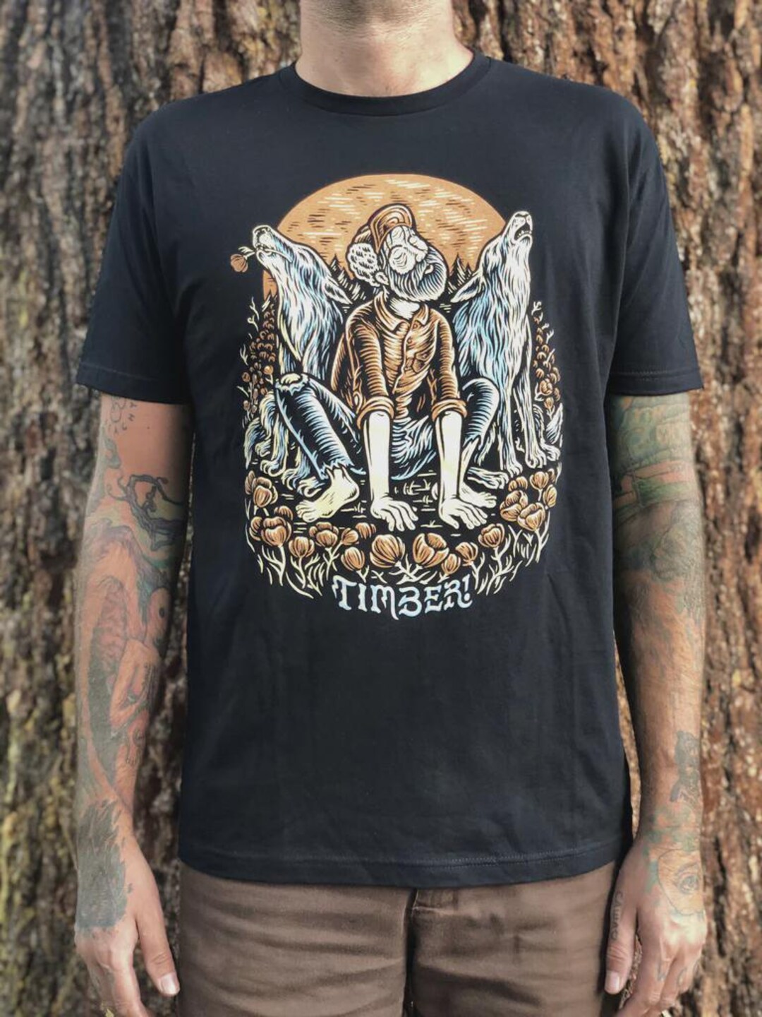 Chad Eaton- TIMBER!- "to the Wolves" on Black T-shirt - Etsy