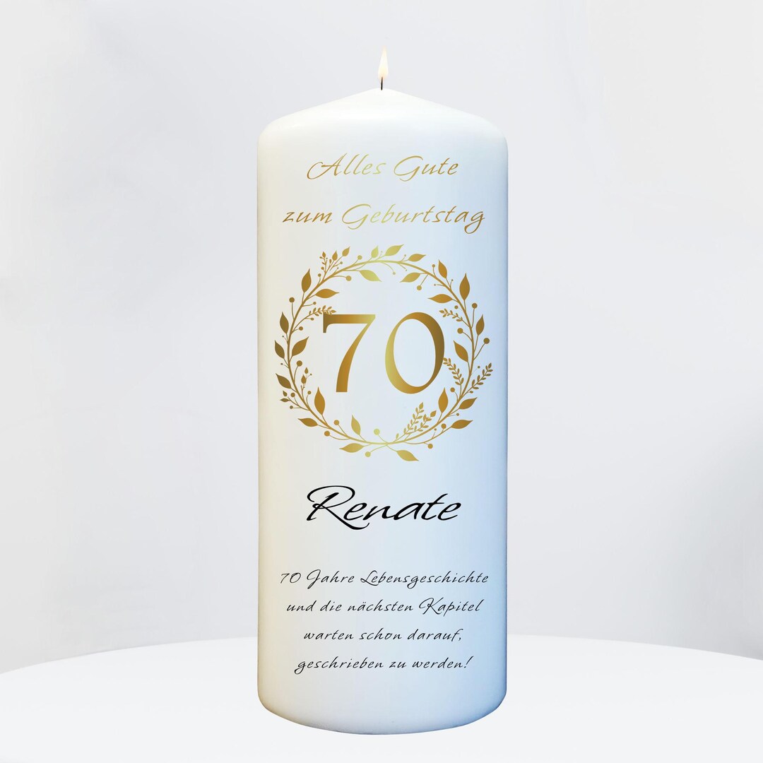 Candle for the 70th Birthday With Name and Number Personalized ...