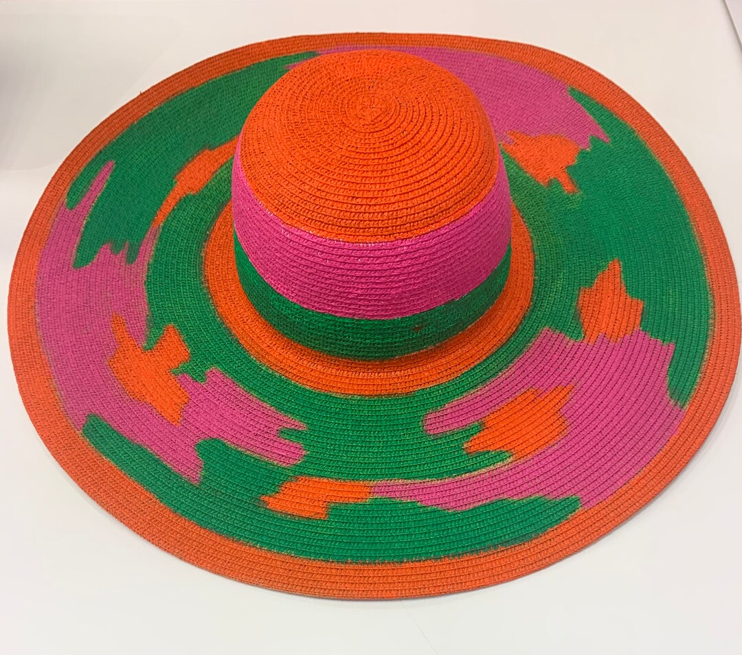 Unique One of a Kind Multi Color Straw Hat - Etsy
