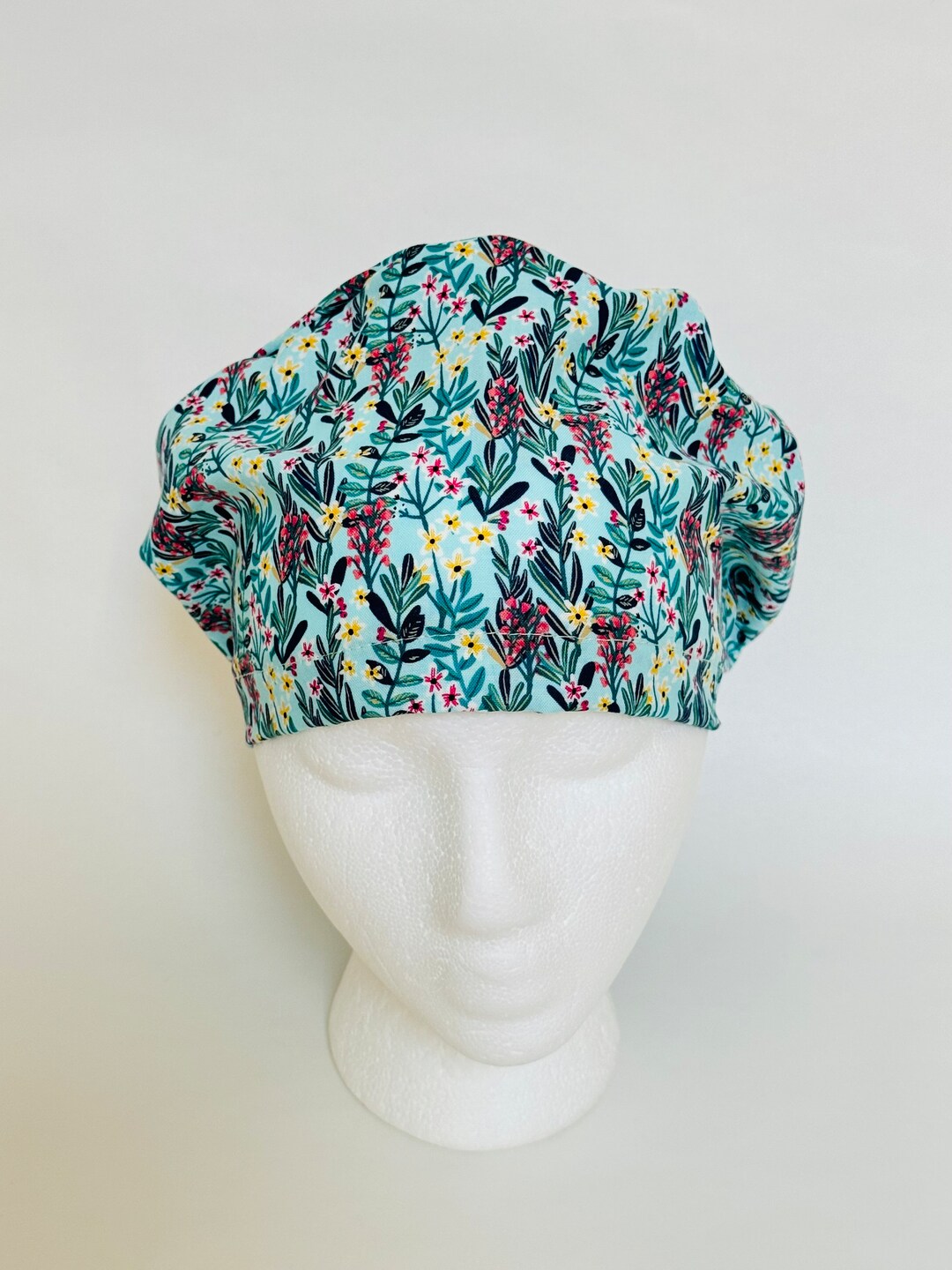 Blue Floral - Euro Style Scrub Cap - Etsy
