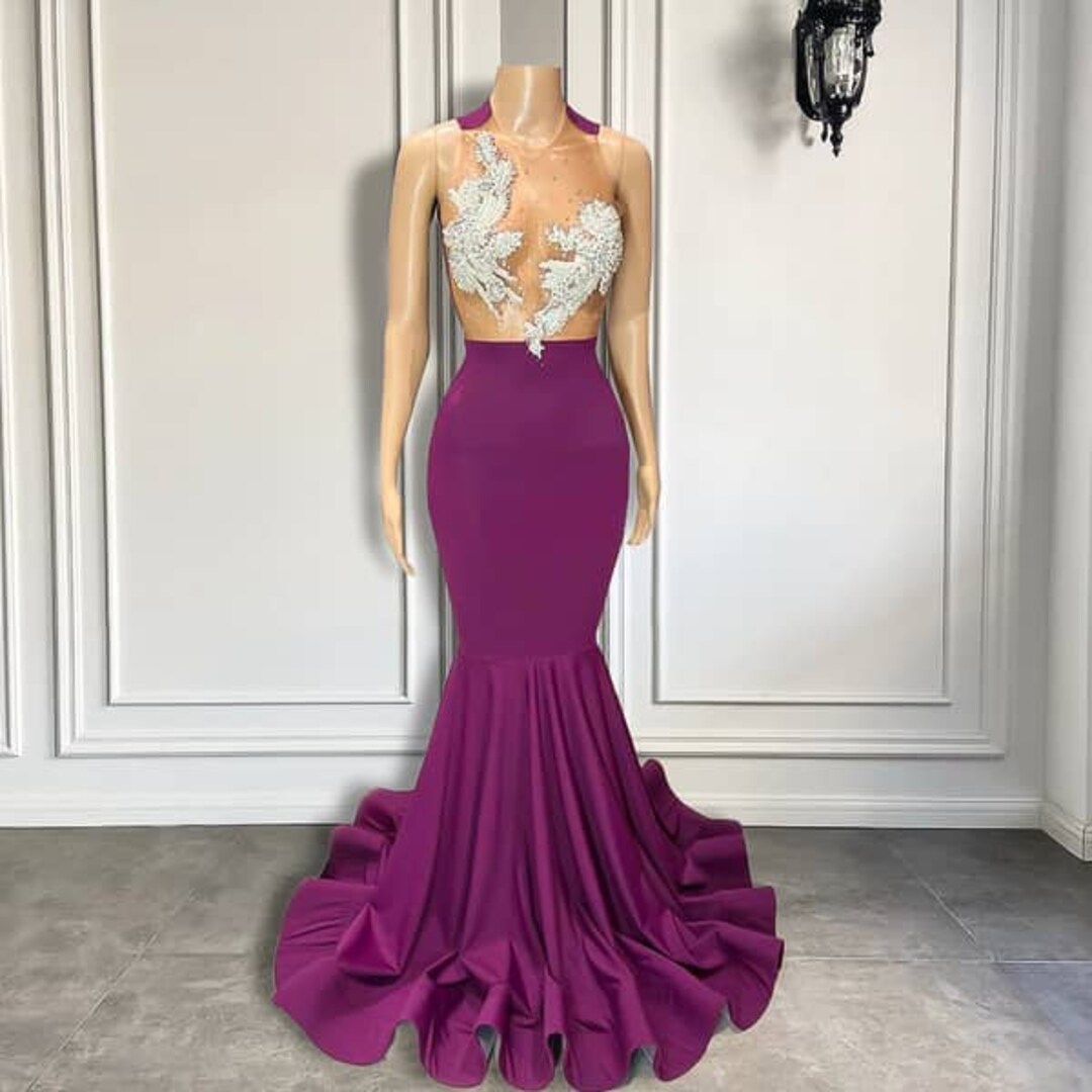 Purple Mermaid Prom Dress Wedding Dress Formal Gown Evening Dress Fairy ...