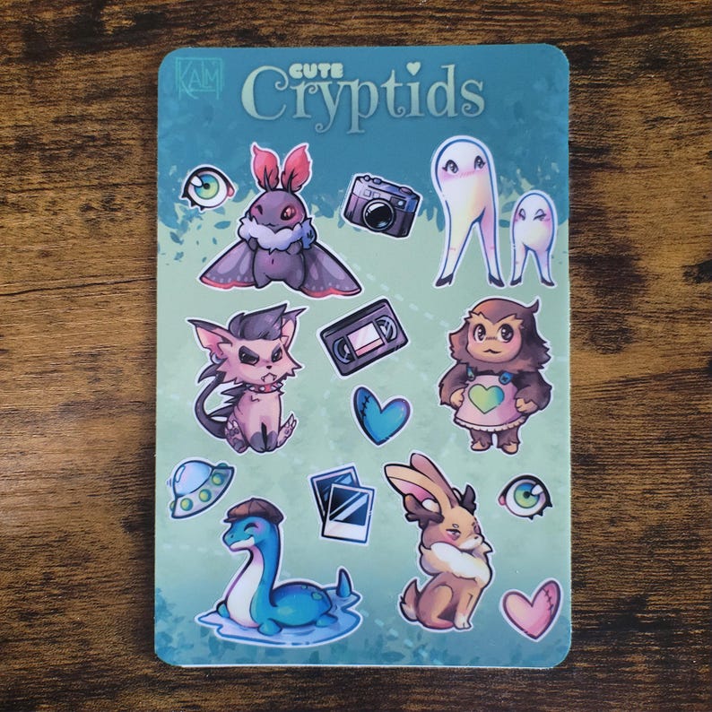 Cute Cryptids Sticker Sheet No. 1| Mothman, Loch Ness Monster, Fresno ...