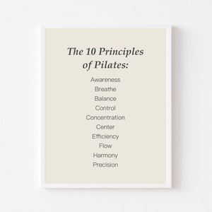 The 10 Principles of Pilates Digital Wall Art, Pilates Studio Decor ...