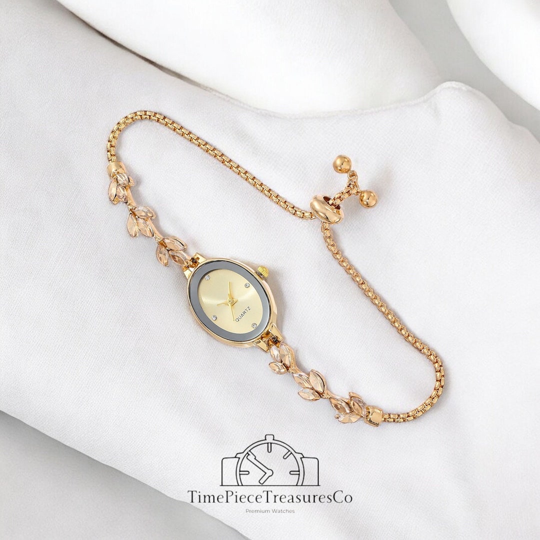 Oval Vintage Gold Womens Watch Dainty Small Face Watch Girlfriend Gift Watches for Women Gift ...