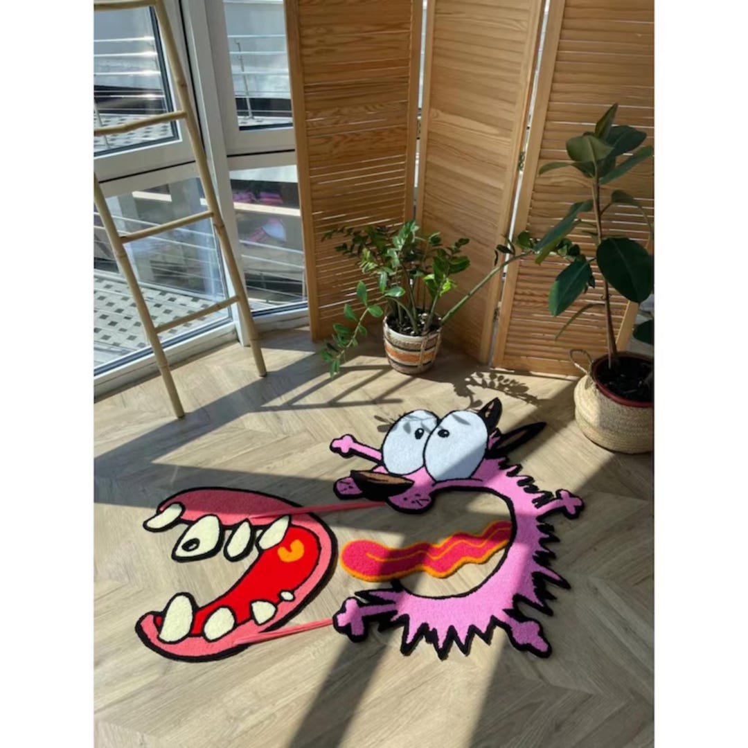 Courage the Cowardly Dog Rug, Skeleton Rug, Handmade Tufted Custom Rug ...