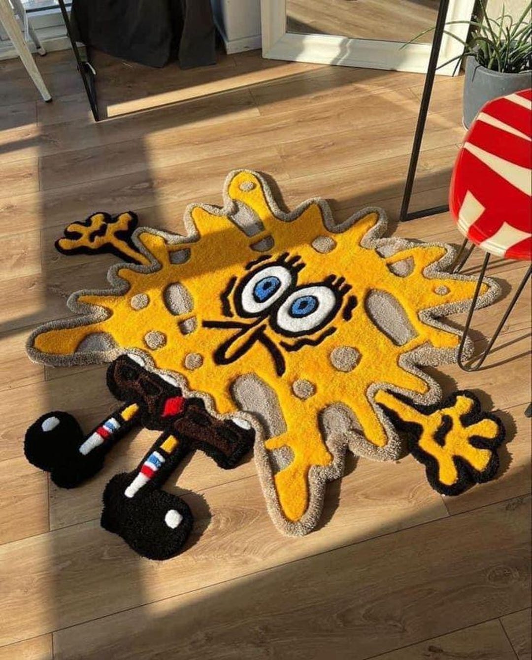 Spongebob Cartoon Tufted Rug, Squarepants Rug, Handmade Tufted Custom ...