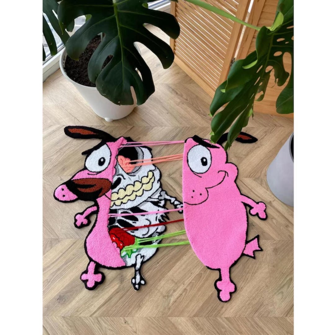 Courage the Cowardly Dog Rug, Skeleton Rug, Handmade Tufted Custom Rug ...