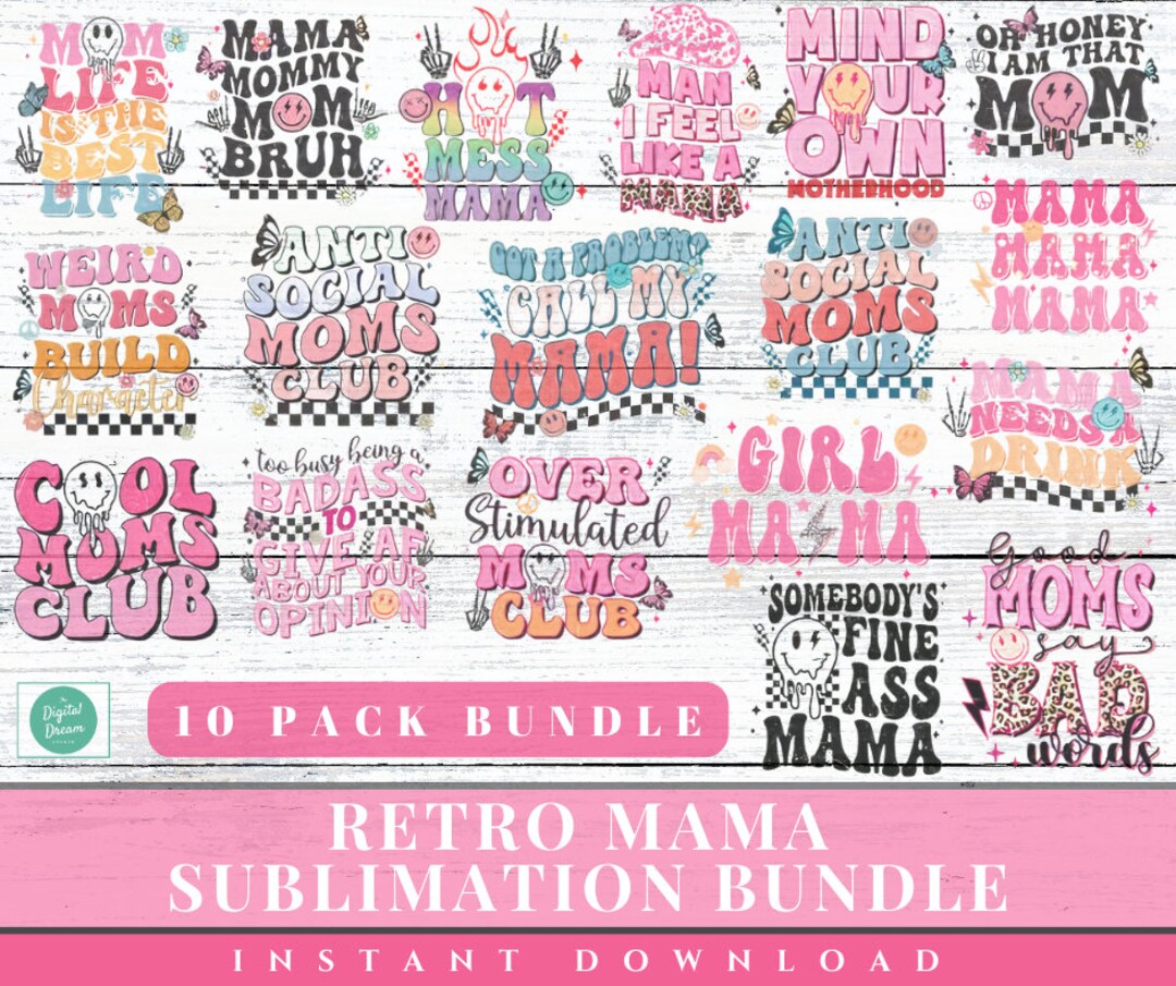 Retro Mama Sublimation Bundle Designs, Mama Png Bundle, Mama Shirt ...